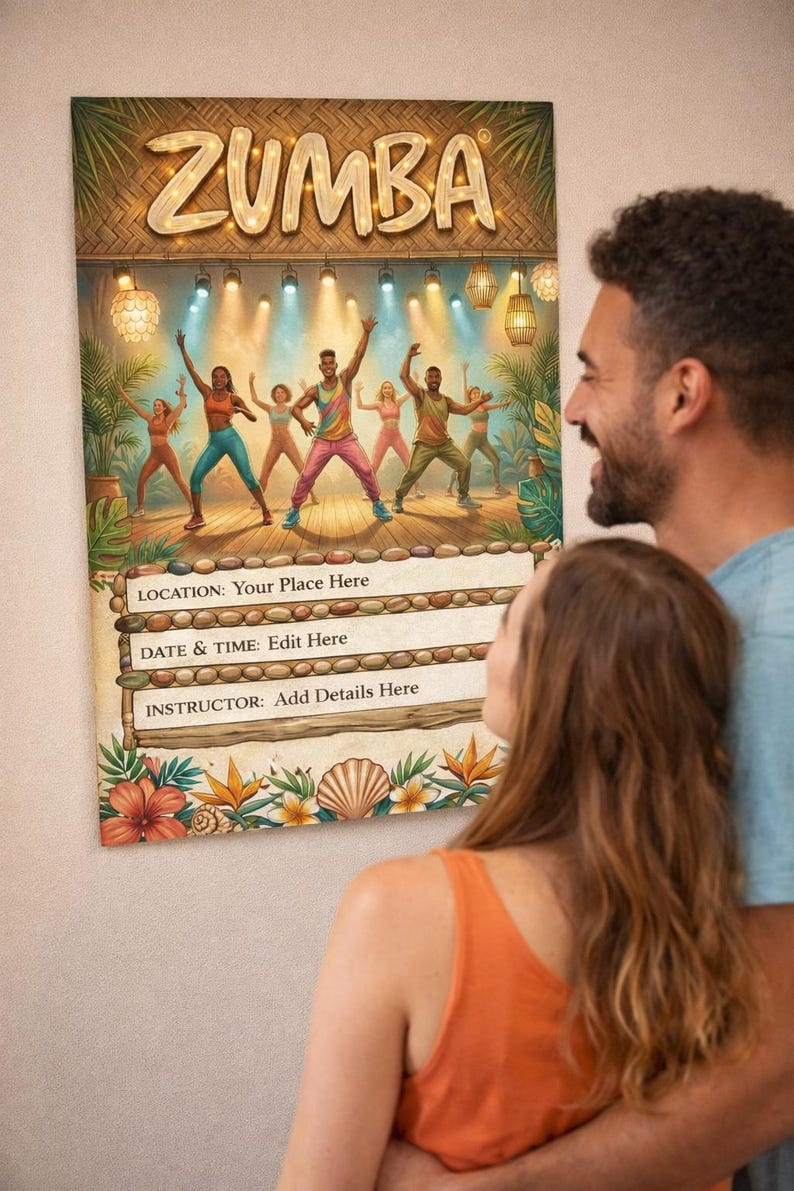 Zumba Invitation Template Editable Canva, Tropical Dance Party Invite ...