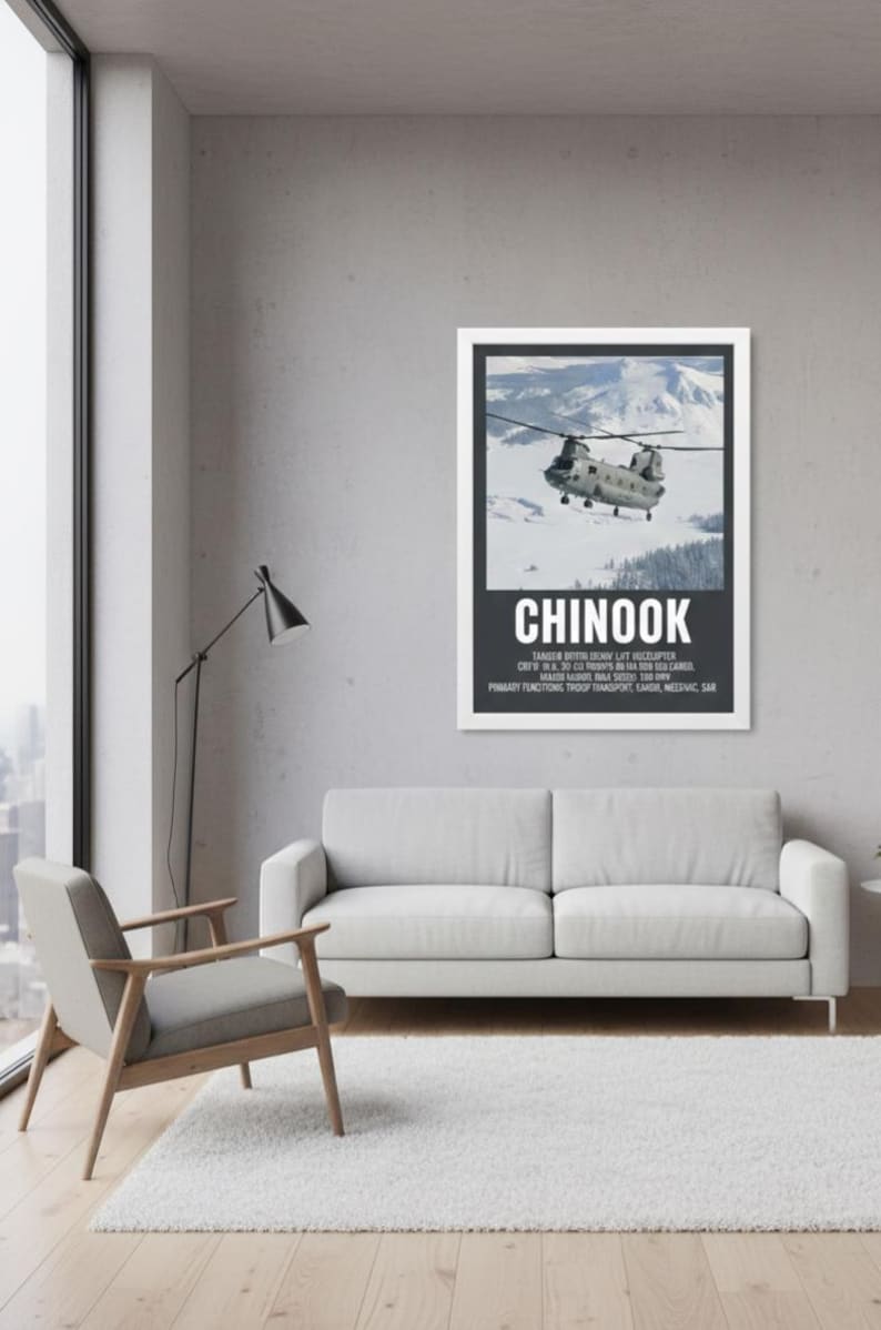 CH-47 Chinook Poster, Military Aviation, Technical Decor (digital ...