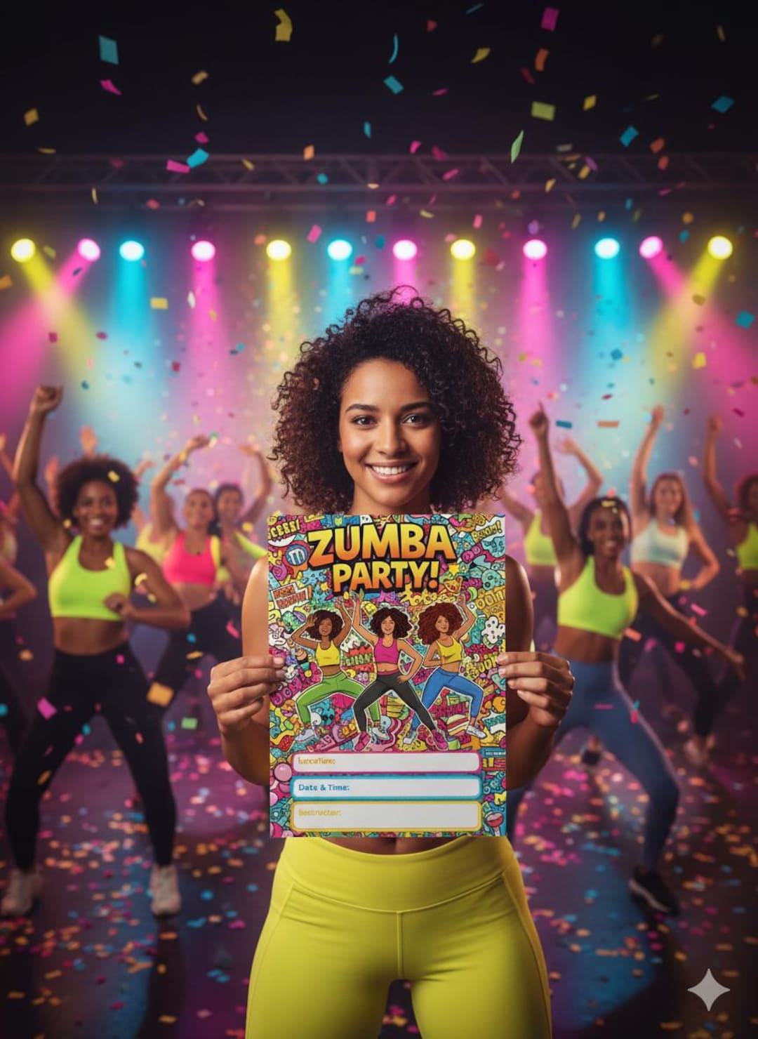 Neon Zumba Party Invitation Template | Editable Canva Flyer | Digital ...