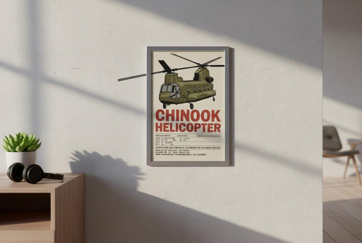 CH-47 Chinook Poster, Military Aviation, Technical Decor (digital ...