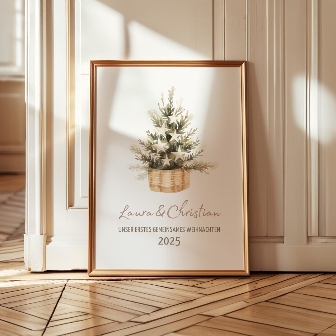 Personalized Christmas Poster for Couples | Watercolor Print Christmas ...