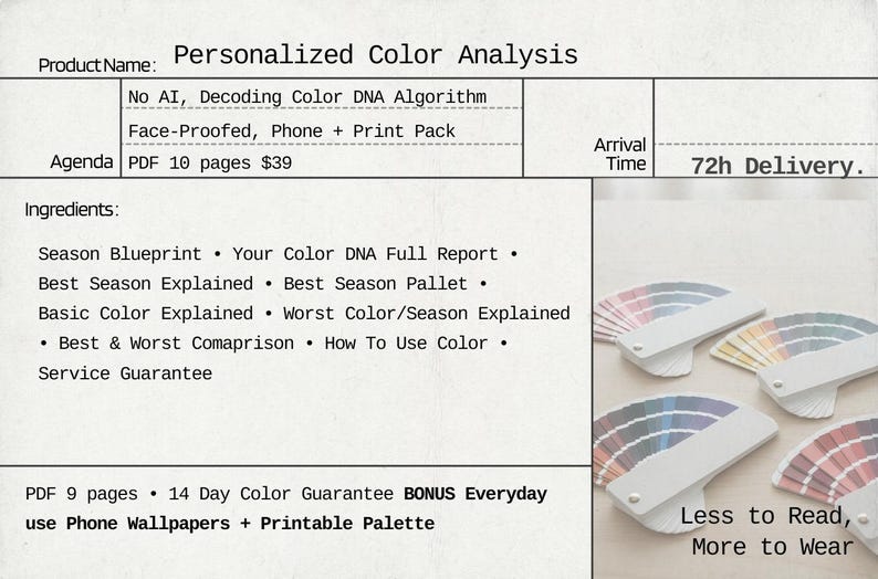 Personal Color Analysis Guide, Custom Seasonal Palette, Undertone Check ...