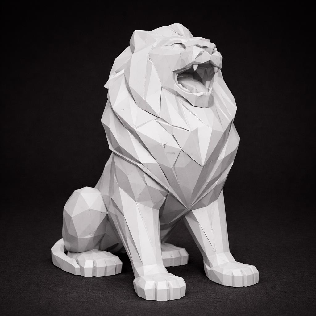 Geometric Lion STL | Low Poly Lion Sculpture | Modern Animal Decor ...