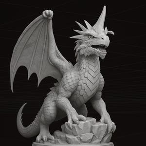 Roar Dragon STL File | Printable Fantasy Creature Statue Model - Etsy