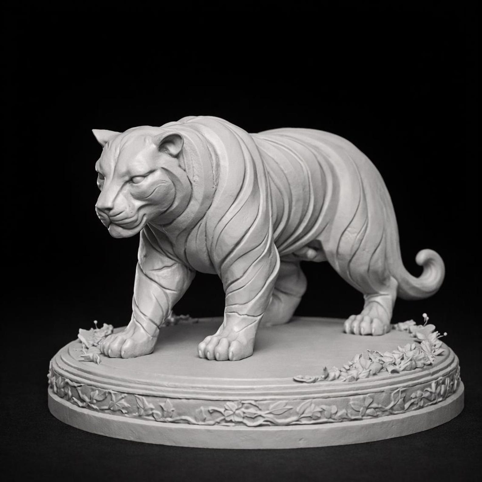 Tiger Sculpture STL File – High Detail Animal Statue 3D Print, Wildlife ...