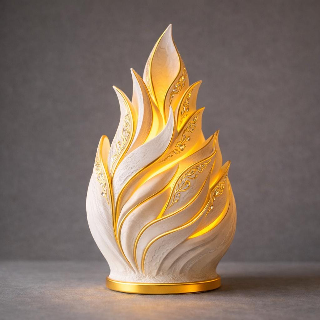 Luxury Flame Lamp STL | Glowing Fire Sculpture | Modern LED Light Decor ...