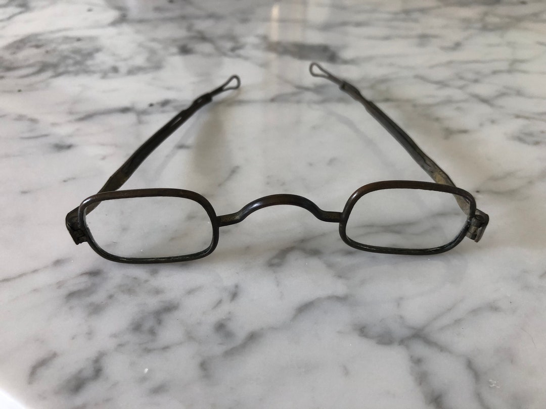 Antique Brass Rimmed Benjamin Franklin Style Square Glasses Circa 1890 ...