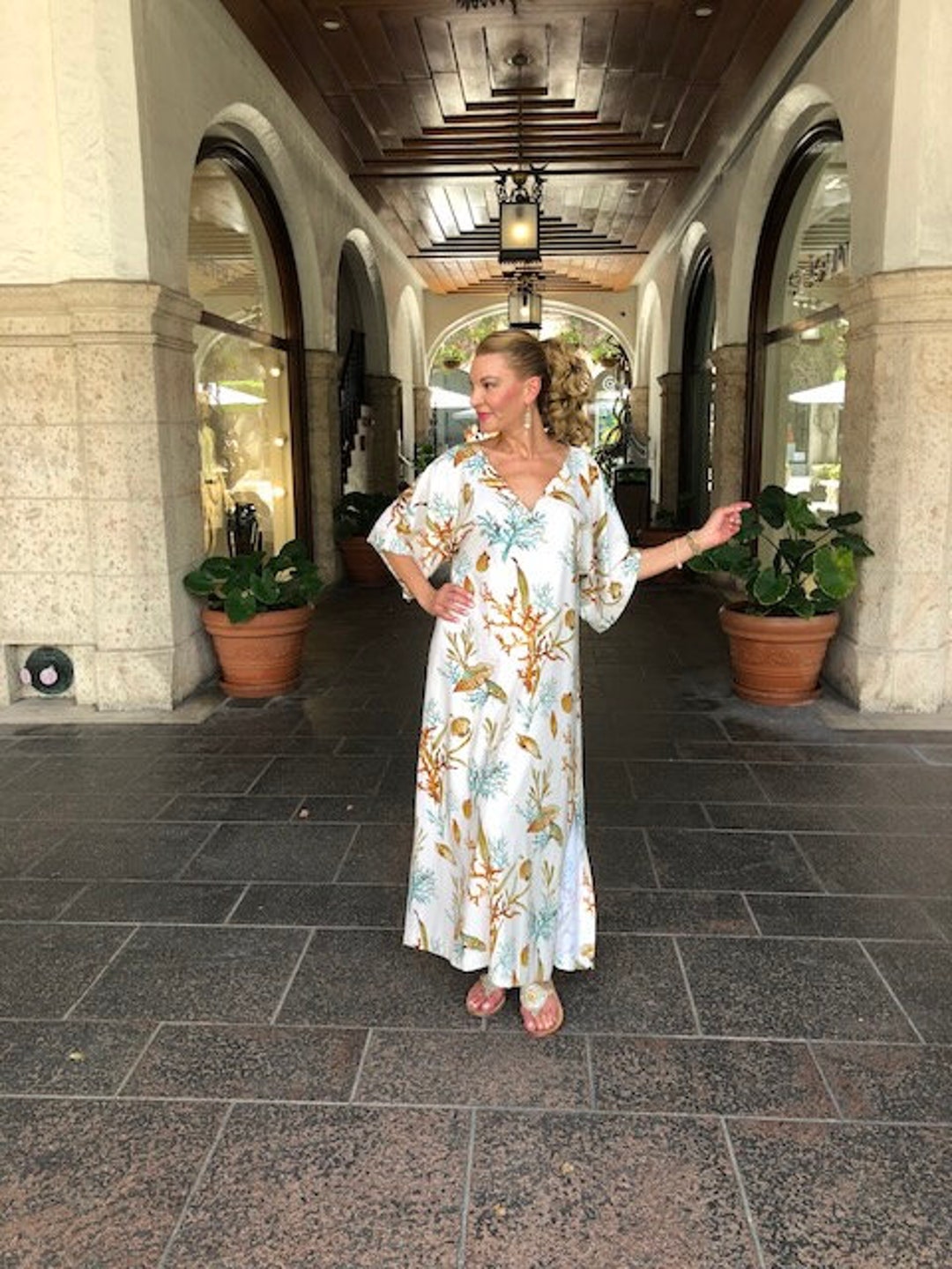 C≈2≈C - the Caftan – Fanciful Sea Shell Print, One-of-a-kind, Handmade ...