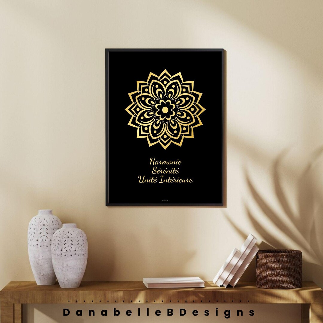 Mandala Wall Art and Spiritual Message – Golden Symbols Collection ...