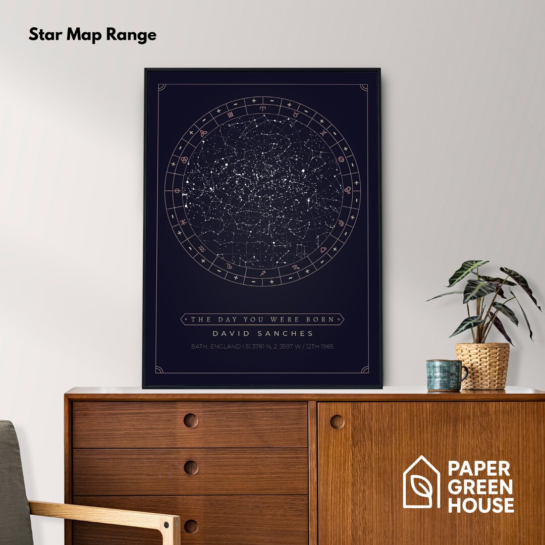 Birthday Star Map Print, Custom Night Sky Poster, Personalized Zodiac ...