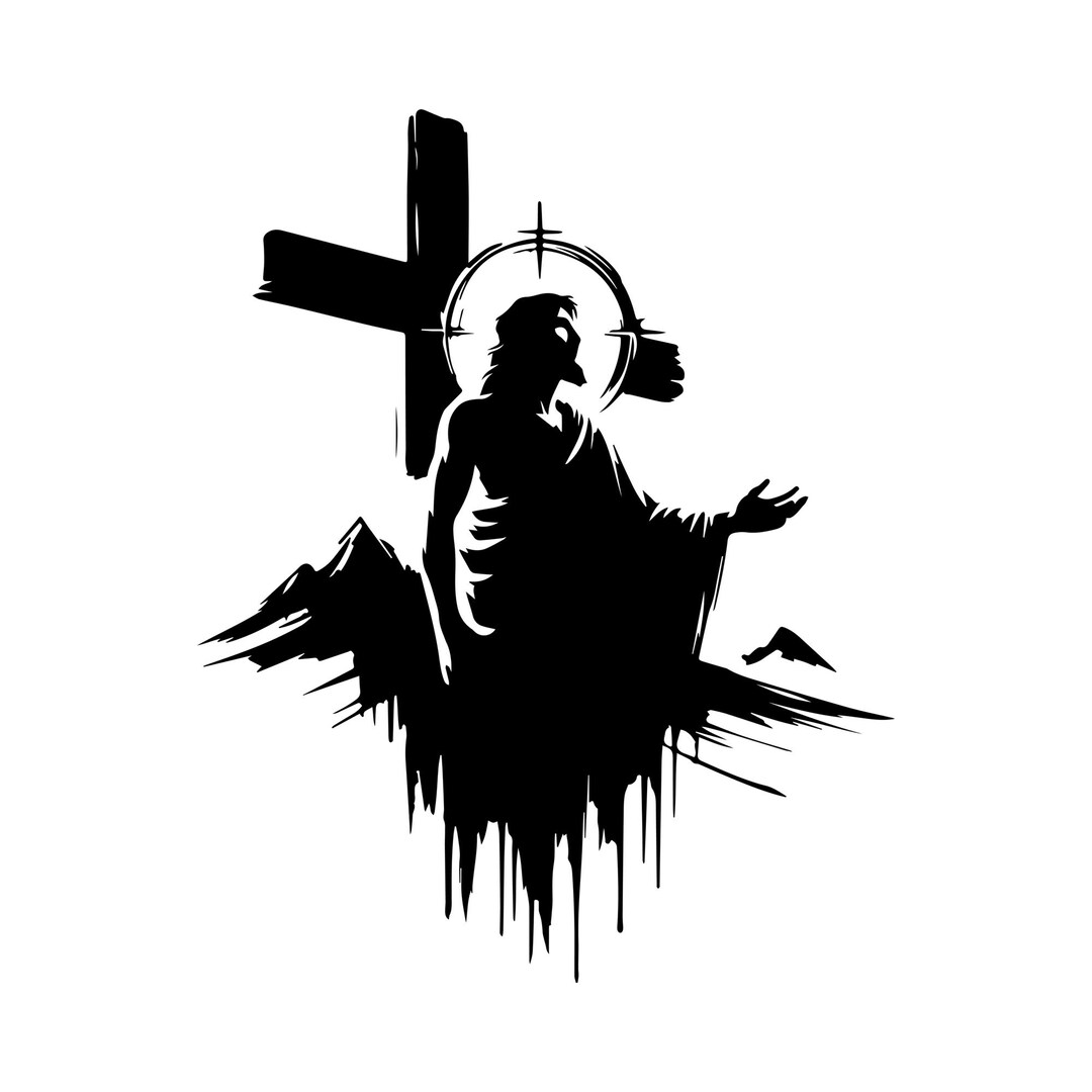 Jesus Christ Drip Art – Cross Brush Strokes SVG PNG Bundle (digital ...