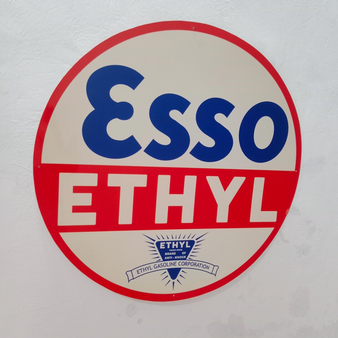 Vintage Esso Ethyl Metal Sign – Reproduction Petroliana Decor - Etsy