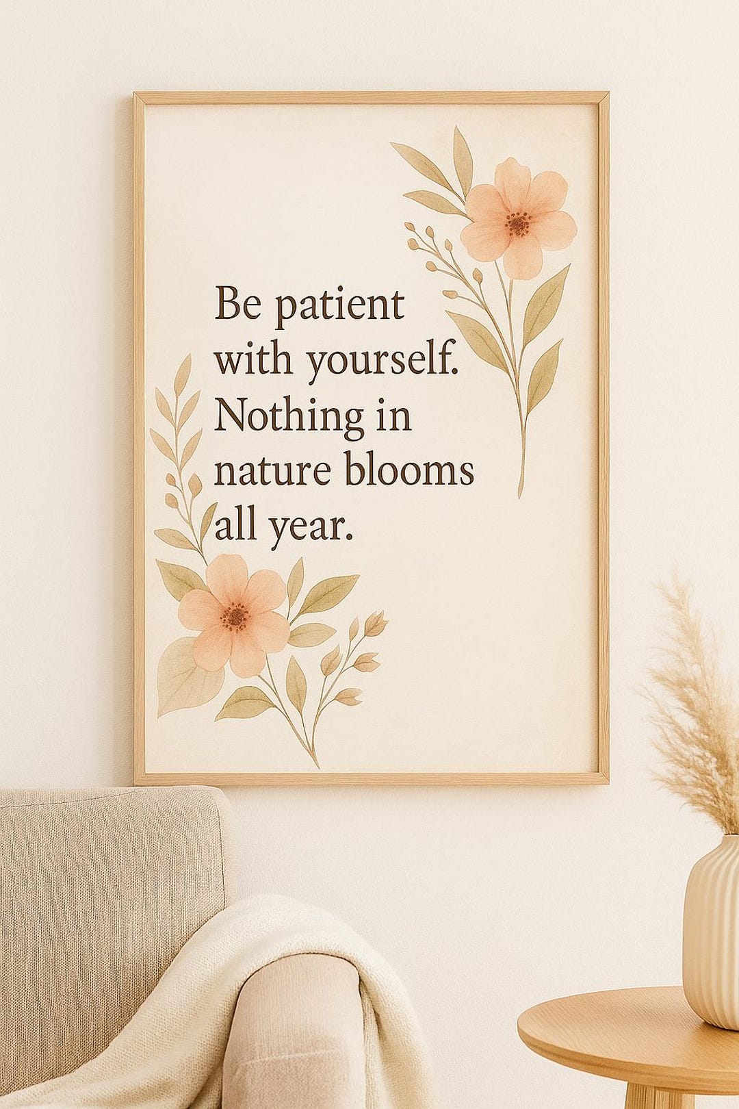 Be Patient With Yourself Print|floral Wall Art|watercolour Botanical ...