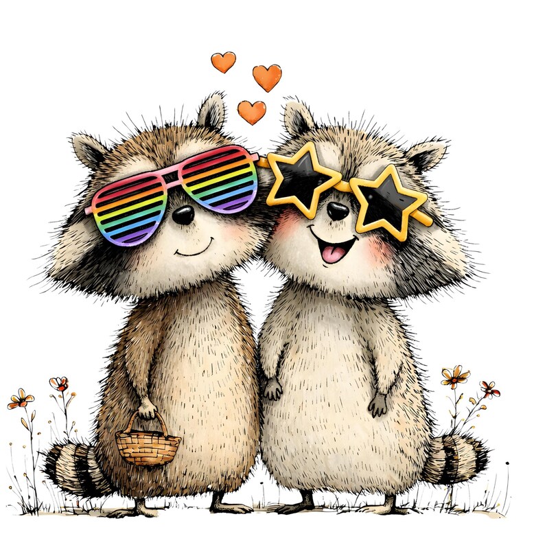 Cute Woodland Animals Valentine Clipart PNG – Whimsical Watercolor ...