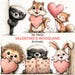 Woodland Animals Valentine Clipart PNG, Cute Forest Animals Watercolor ...