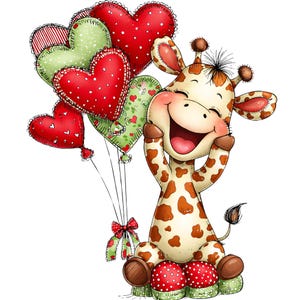 Cute Valentine Animals Clipart Bundle PNG – Whimsical Love Animal ...