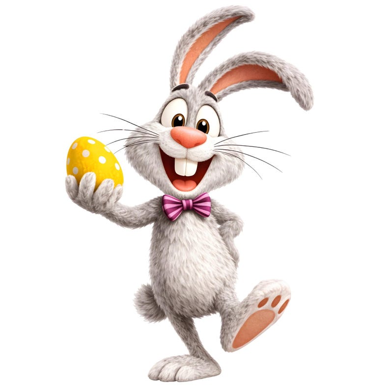 Cartoon Easter Bunny Clipart Bundle, Spring Rabbit Illustrations (31 ...
