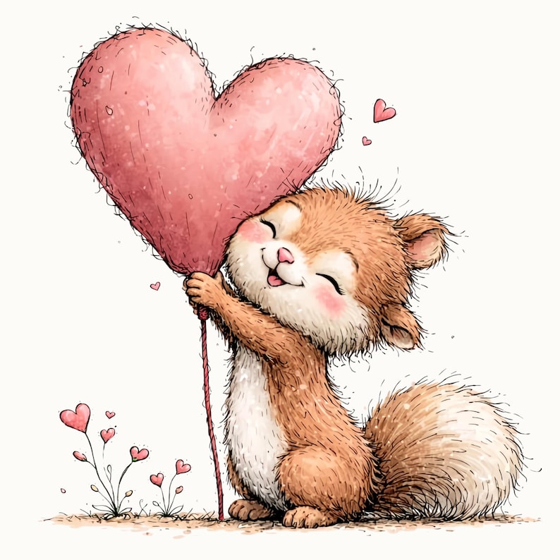 Woodland Animals Valentine Clipart PNG, Cute Forest Animals Watercolor ...
