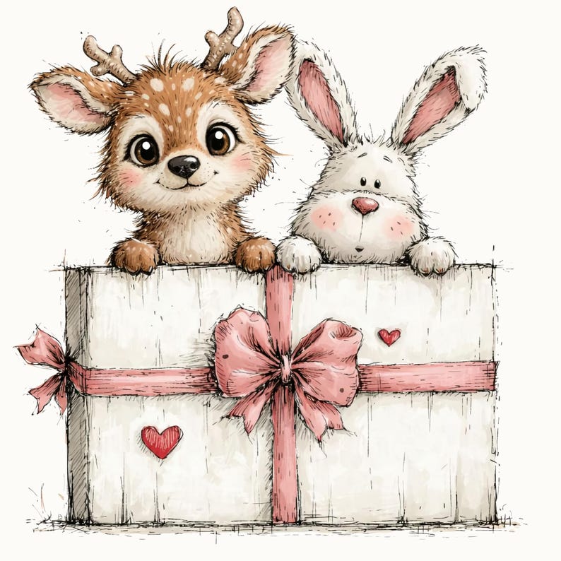 Woodland Animals Valentine Clipart PNG, Cute Forest Animals Watercolor ...