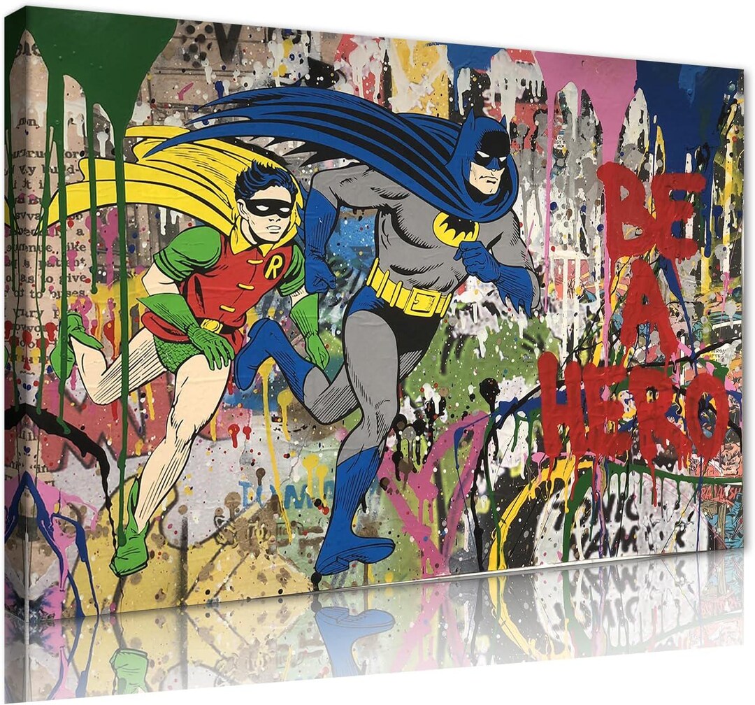 Batman and Robin Graffiti Wall Art Print – Colorful Pop Art Superhero ...