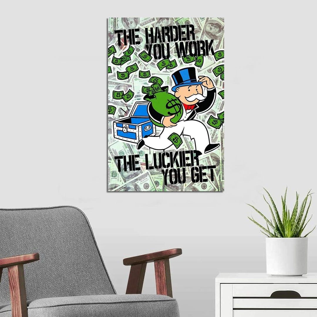 Monopoly With Money Bags and Cash Background Canvas, Motivational Quote ...