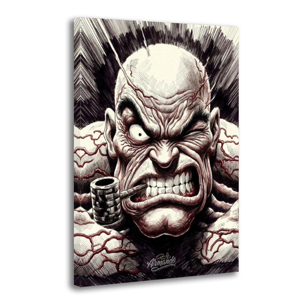 Gritty Dark Comic Character Canvas Poster Edgy Retro Illustration Art ...
