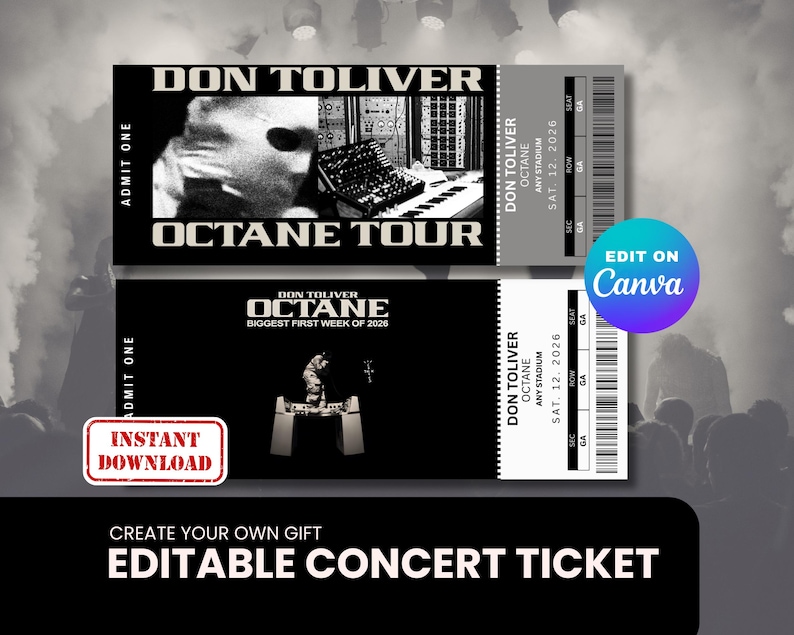 DON TOLIVER "octane" Arena Tour Concert Ticket- Instant Download ...