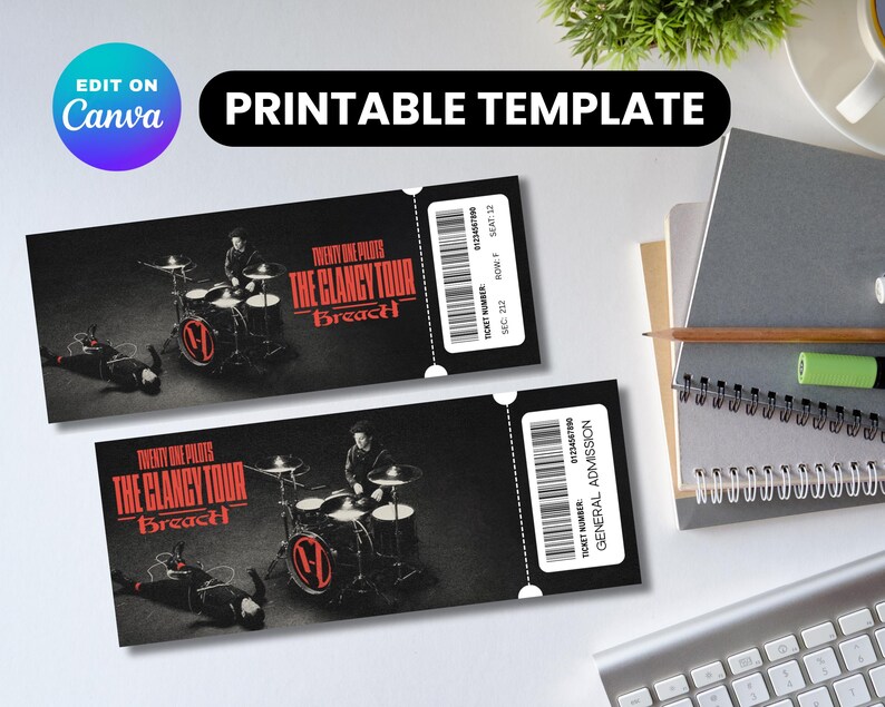 Editable Twenty One Pilots the Clancy Tour: Breach Ticket - Printable ...