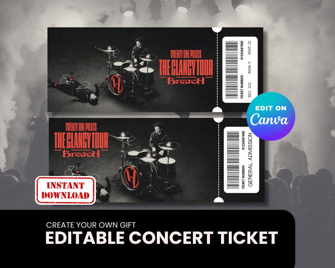 Editable Twenty One Pilots the Clancy Tour: Breach Ticket - Printable ...