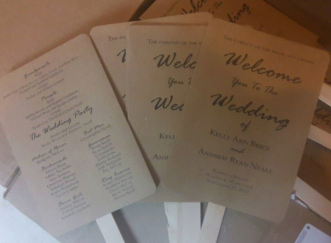 Rustic Wedding Program Fans Printed Ceremony Fan for - Etsy