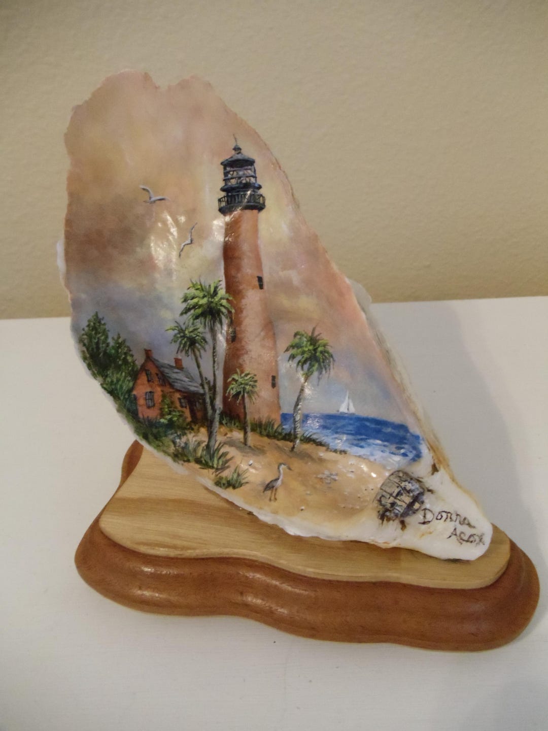 Oster Shell Hand Painted With Cape Florida Lighthouse - Etsy