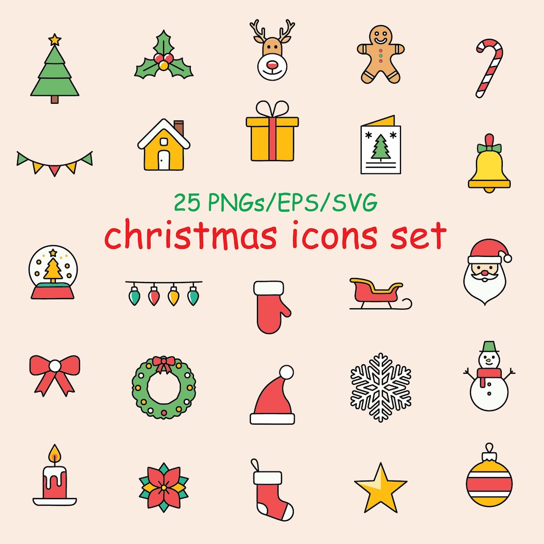 Christmas Icons Bundle Clipart | 25 PNG | Holiday Christmas Theme ...