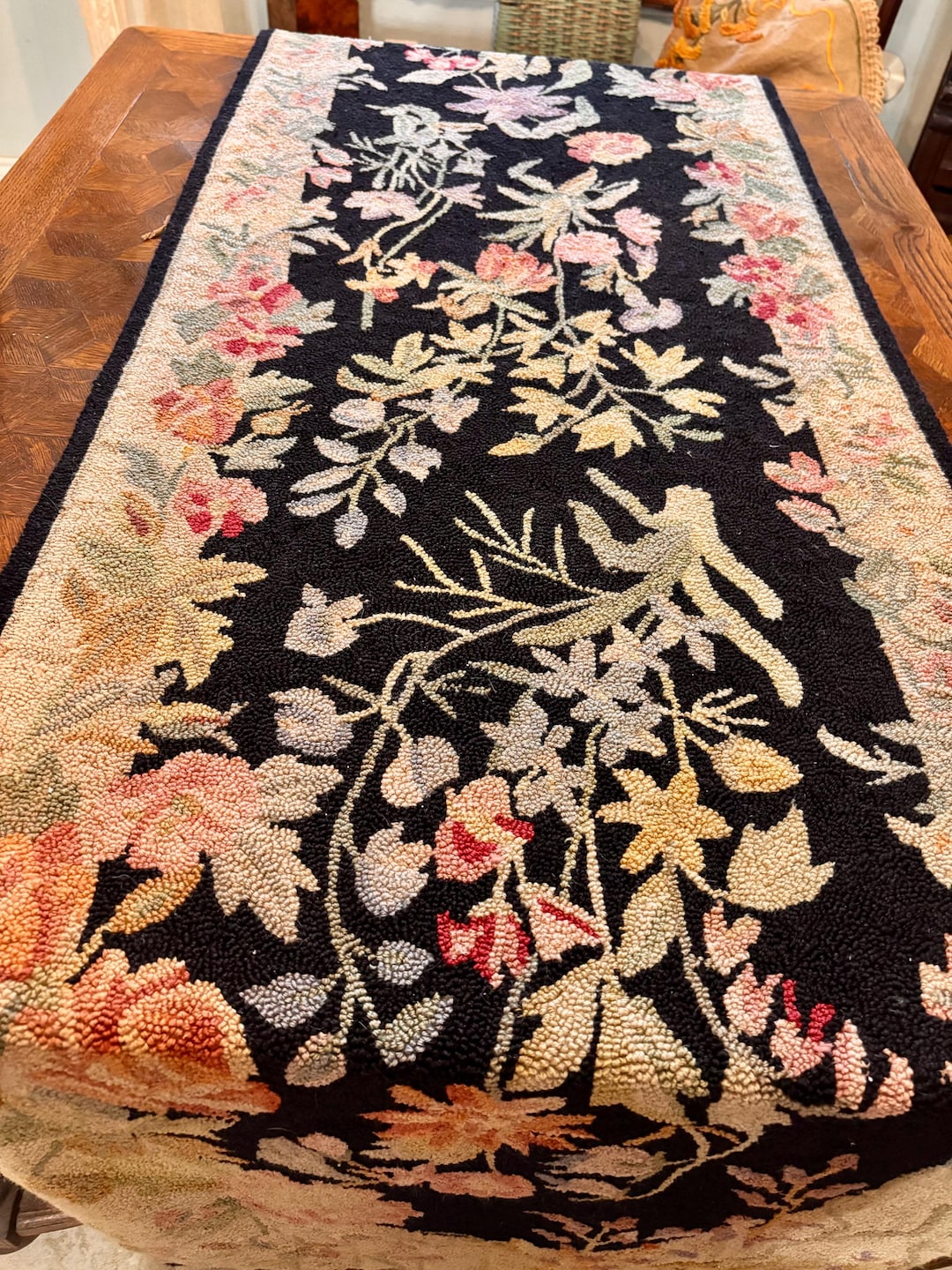 Remarkable Cottage Chic Hand Hook Runner Botanicals - Etsy