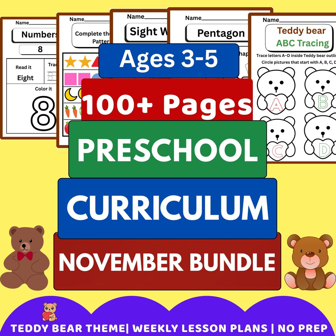 November Preschool Curriculum Bundle | Pre-k Worksheets | Homeschool ...