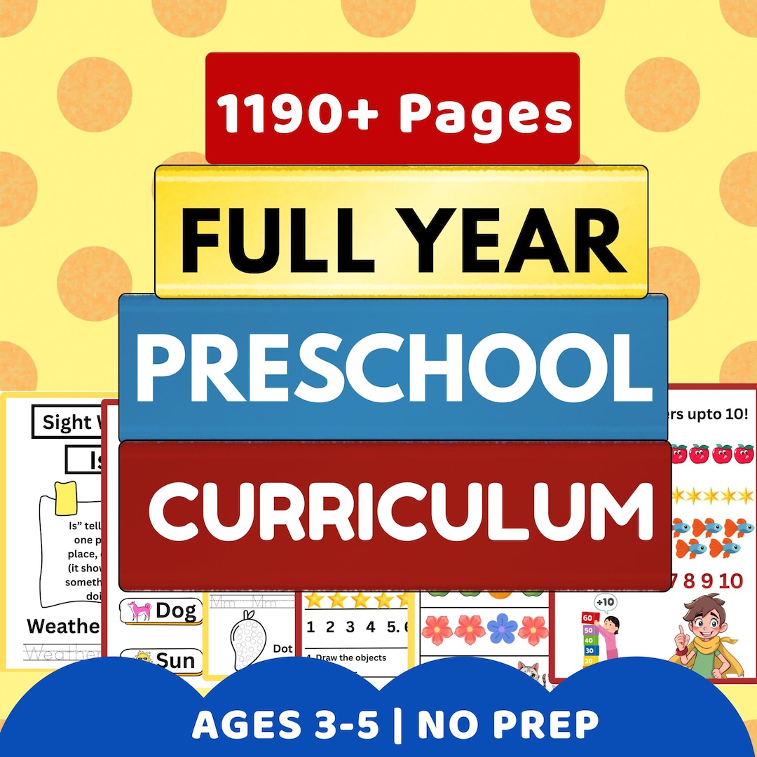 Full Year Preschool Curriculum Bundle 1190+ Pages| Pre-k Learning ...