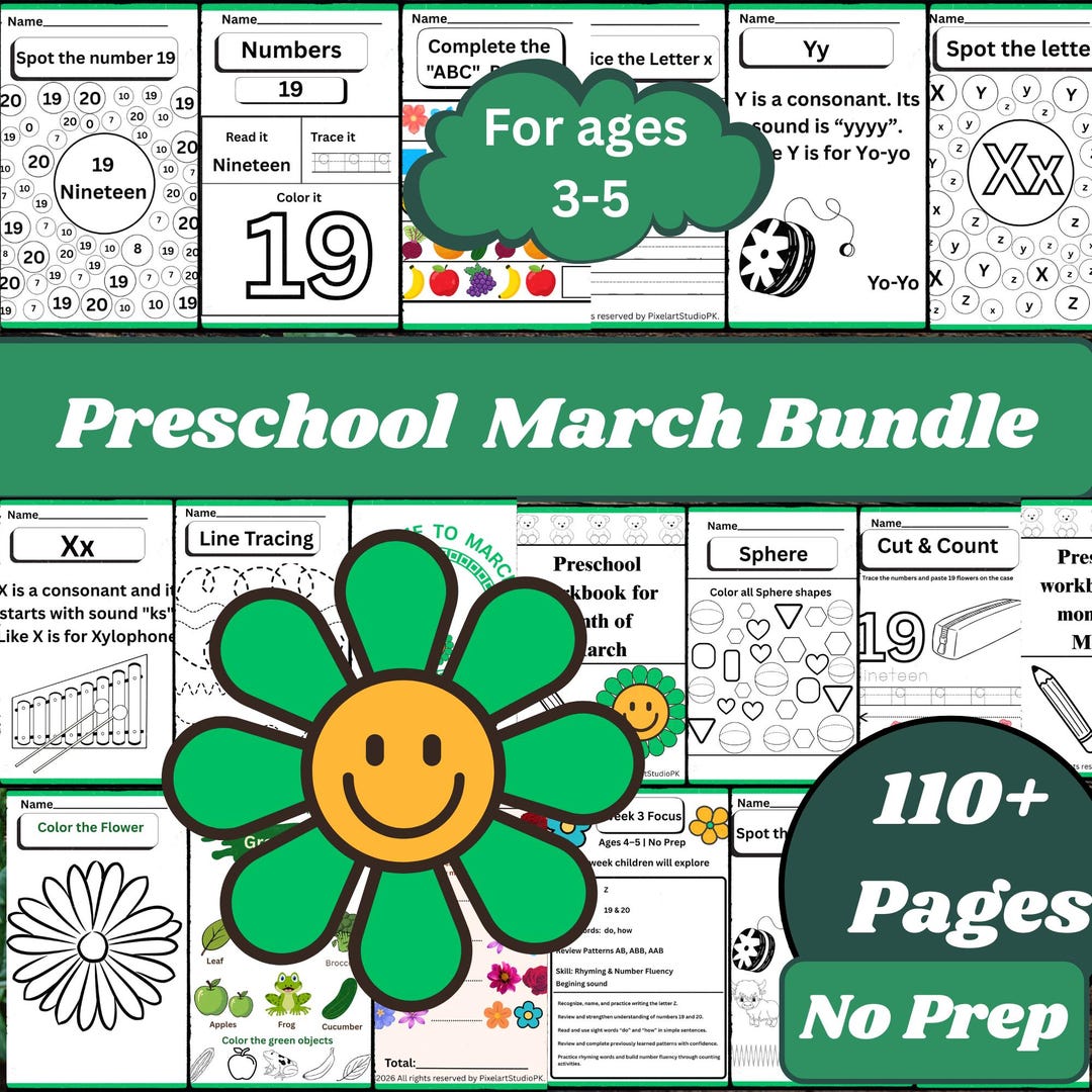 March Preschool Curriculum Bundle | Pre-k Worksheets | Homeschool ...