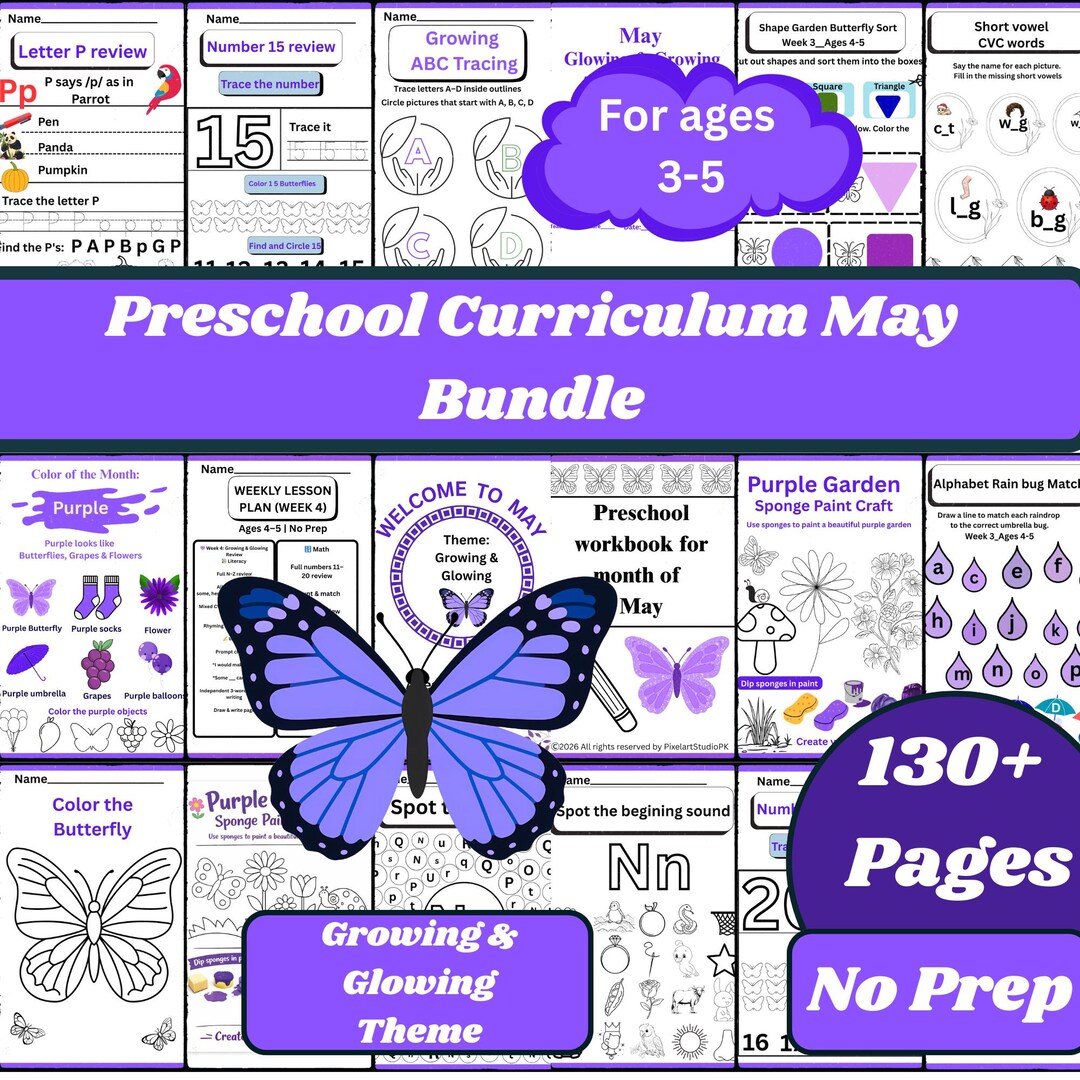 May Preschool Curriculum Bundle | Toddler Activities Worksheet|quiet ...