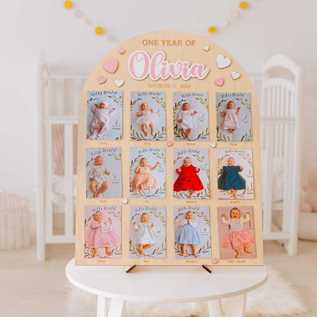 My First Year One Year of Photo Board Wooden Milestone Board 1st ...