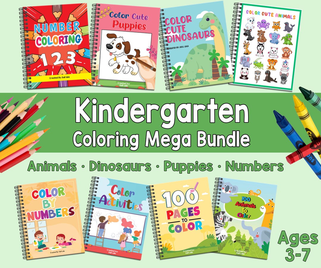 Kindergarten Coloring Bundle Printable | Kids Coloring Pages Animals ...