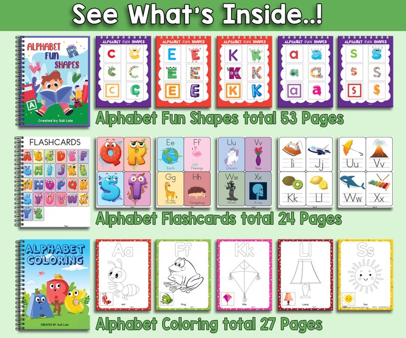 Preschool Kindergarten Worksheets Bundle | Alphabet, Phonics, Cursive ...