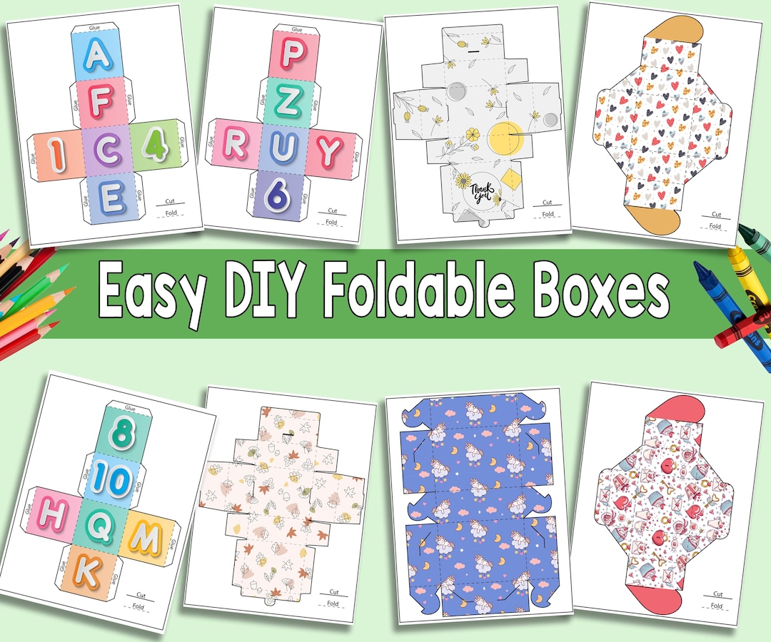 Printable Foldable Boxes Template PDF | Kids Craft Activity | Cut Fold ...