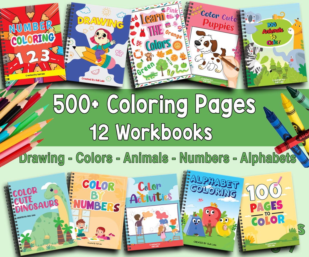 Kids Coloring Pages Bundle 500+, Preschool Workbooks, Toddler Learning ...
