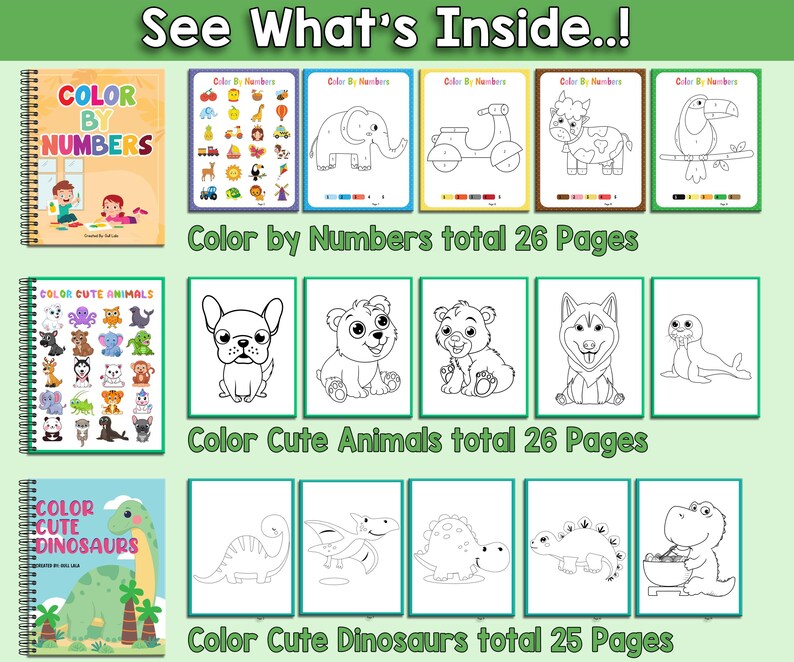 Kindergarten Coloring Bundle Printable | Kids Coloring Pages Animals ...