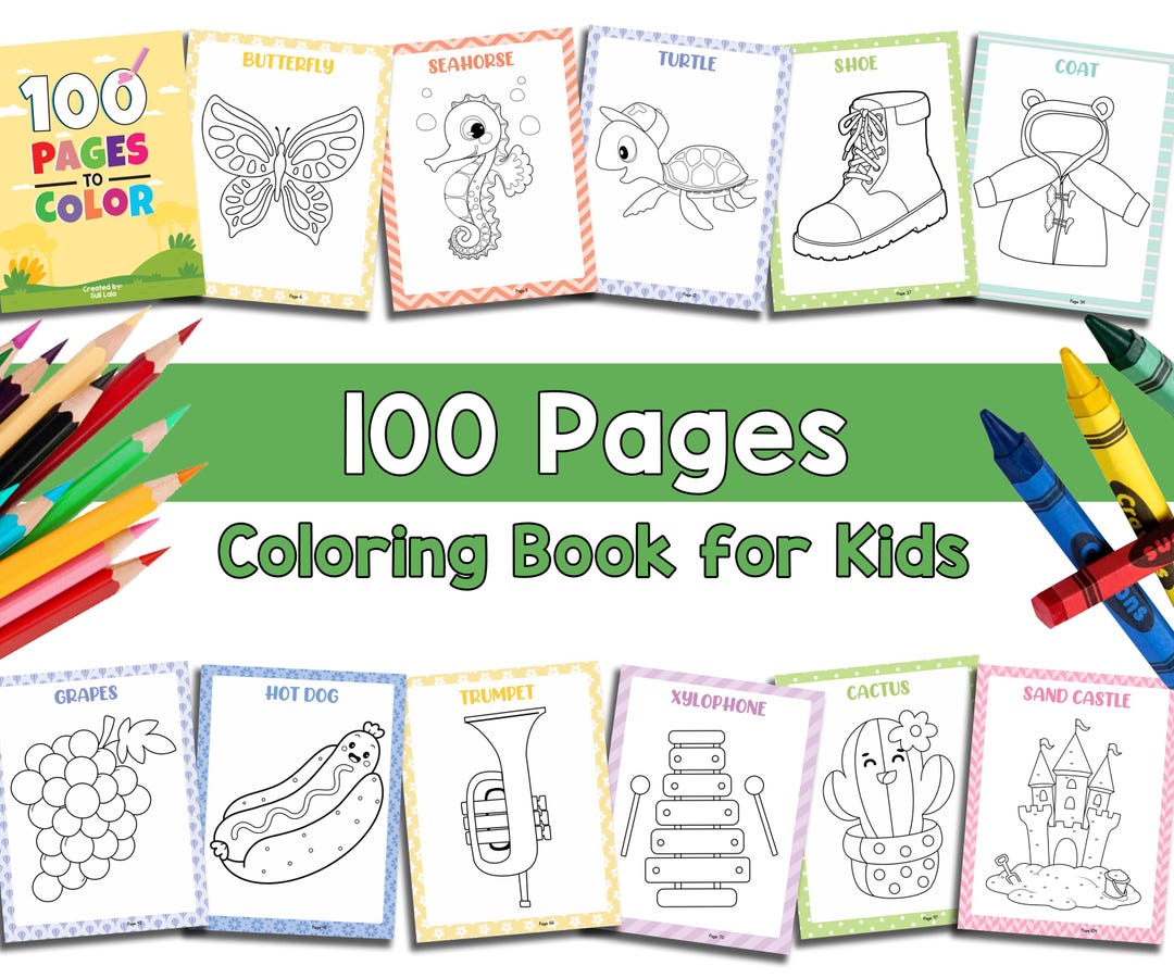 Printable Coloring Book for Kids | 100 Easy Coloring Pages PDF ...