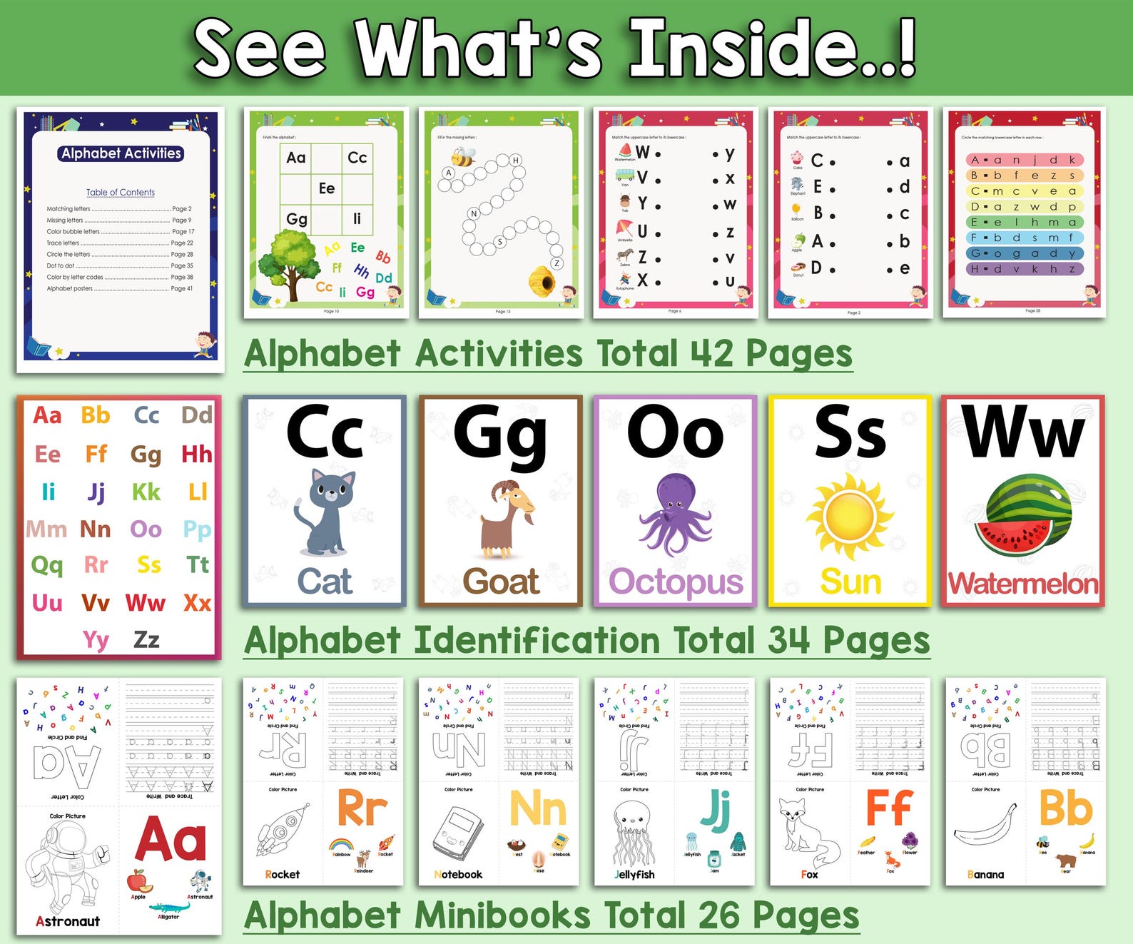 Alphabet Workbook Bundle Printable PDF, Letter Recognition Phonics ...