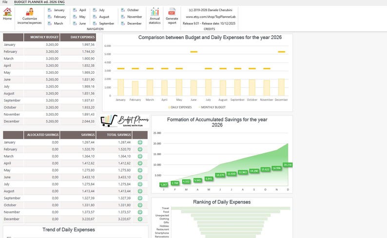 2026 Budget Planner Excel Template, English (digital Download) - Etsy UK