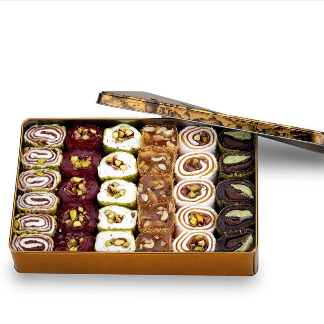 Luxury Mixed Turkish Delight 2.8lbs (1.3kg), Large Metal Box Lokum Gift ...