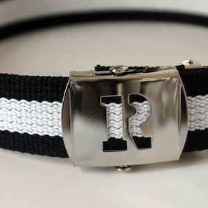 Black and White Stripe Letter Belt Kids Buckle Belt Slide Buckle Belt ...
