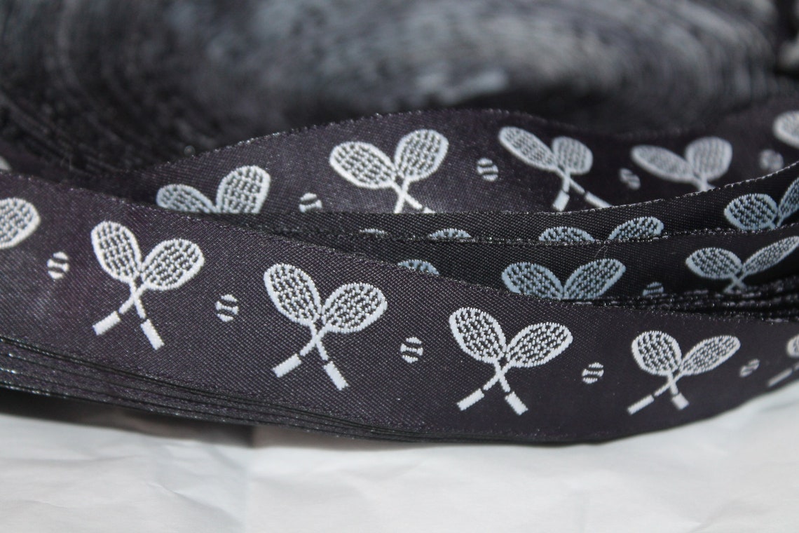 Tennis Ribbon Navy Tennis Ribbon Tennis Jacquard Ribbon - Etsy