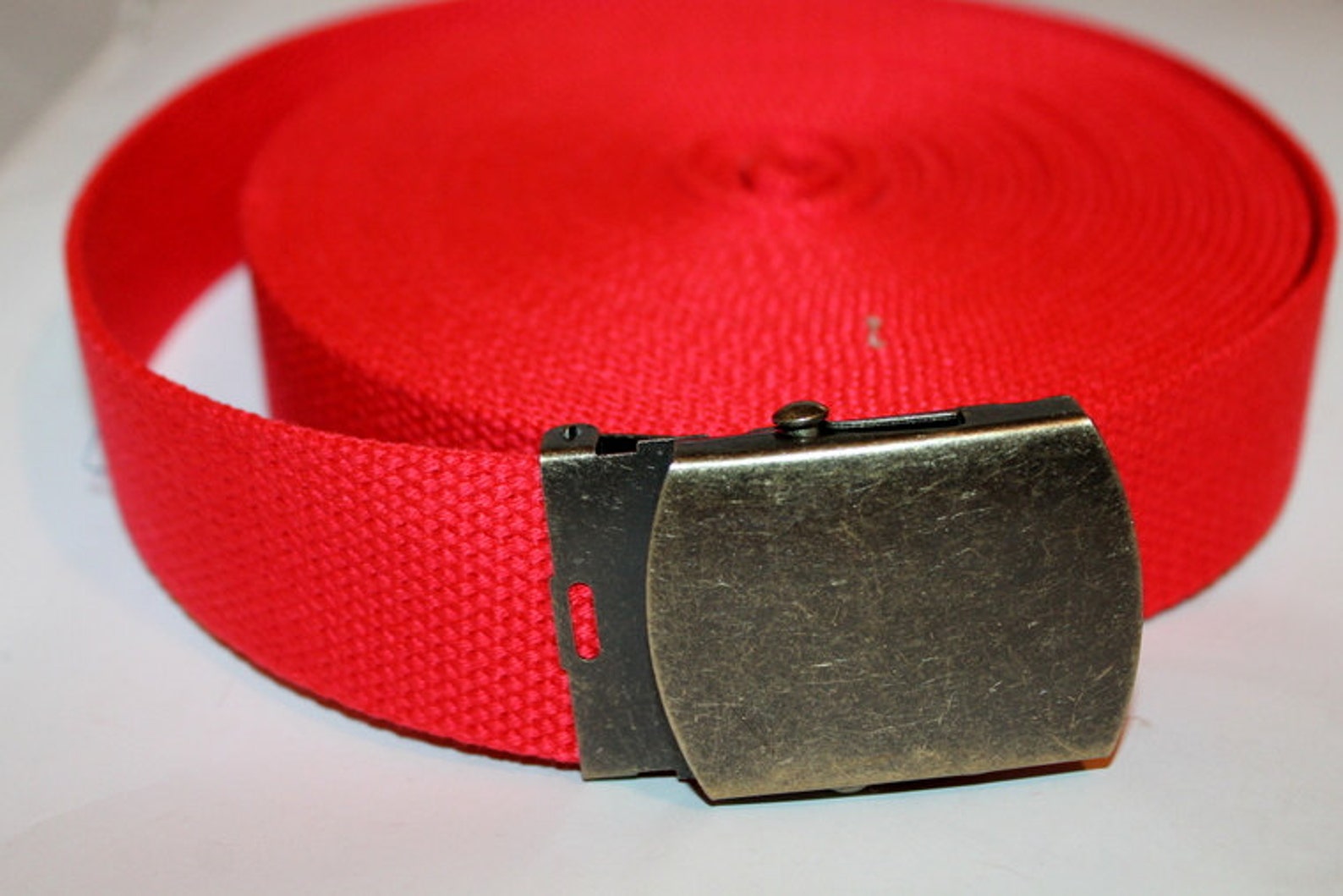 Wide Red Belt Webbing Belt Red Ladies Mens D Ring or Slide Buckle 1.5 ...